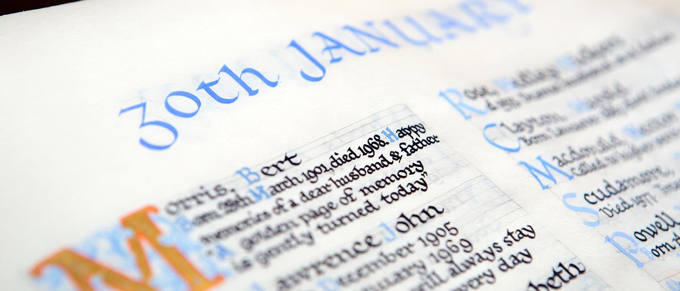 Book of remembrance order form - Cardiff Bereavement Services